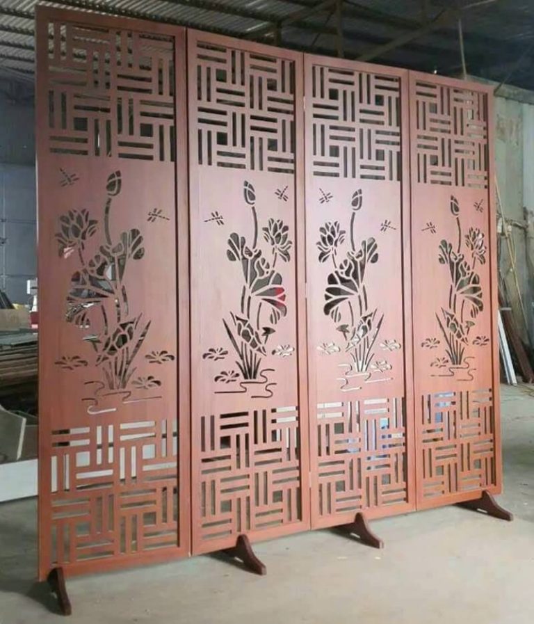 Vách bình phong Bông Sen VH_VG04 - Đồ Gỗ Văn Hà - Đồ gỗ gia truyền chất ...